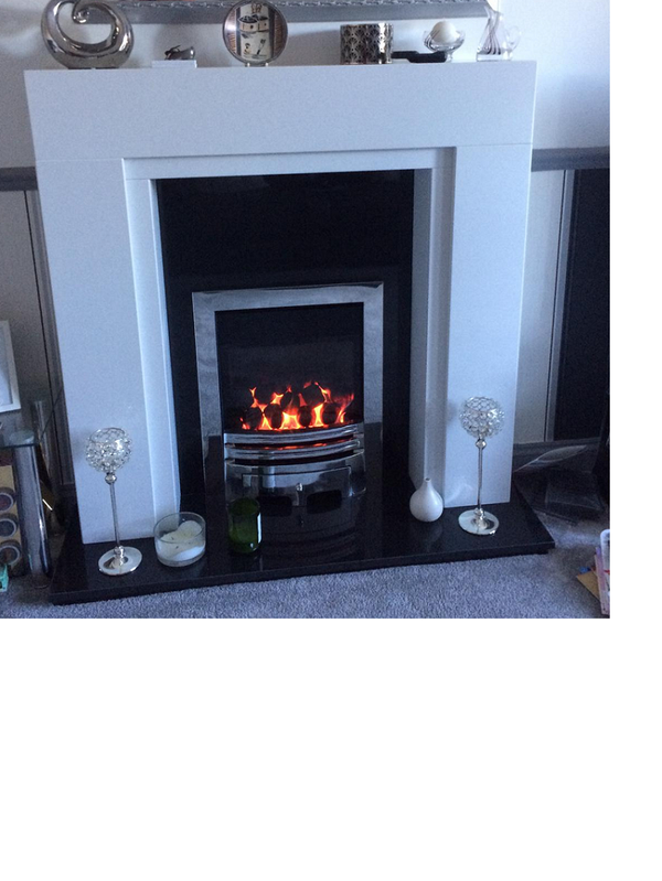 Black Granite Hearth & Back Panel Package for Gas and Electric Fires ...