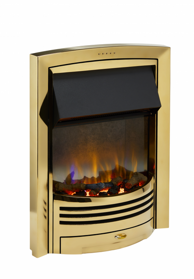 Brass Electric Fire with Log, pebble, crystal bed, adjustable flame ...