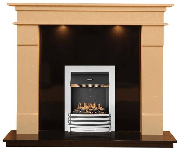 Electric Fireplace Elegance Marble Surround with Chrome Optimist Fire ...