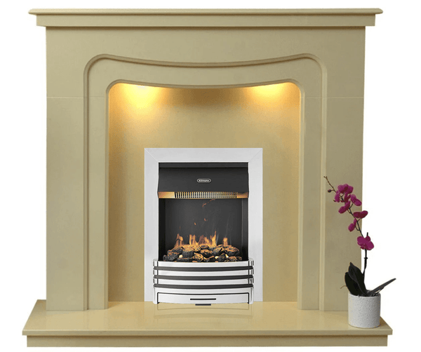 Electric Fireplace Stratford Marble Surround & Chrome Optimist Fire ...