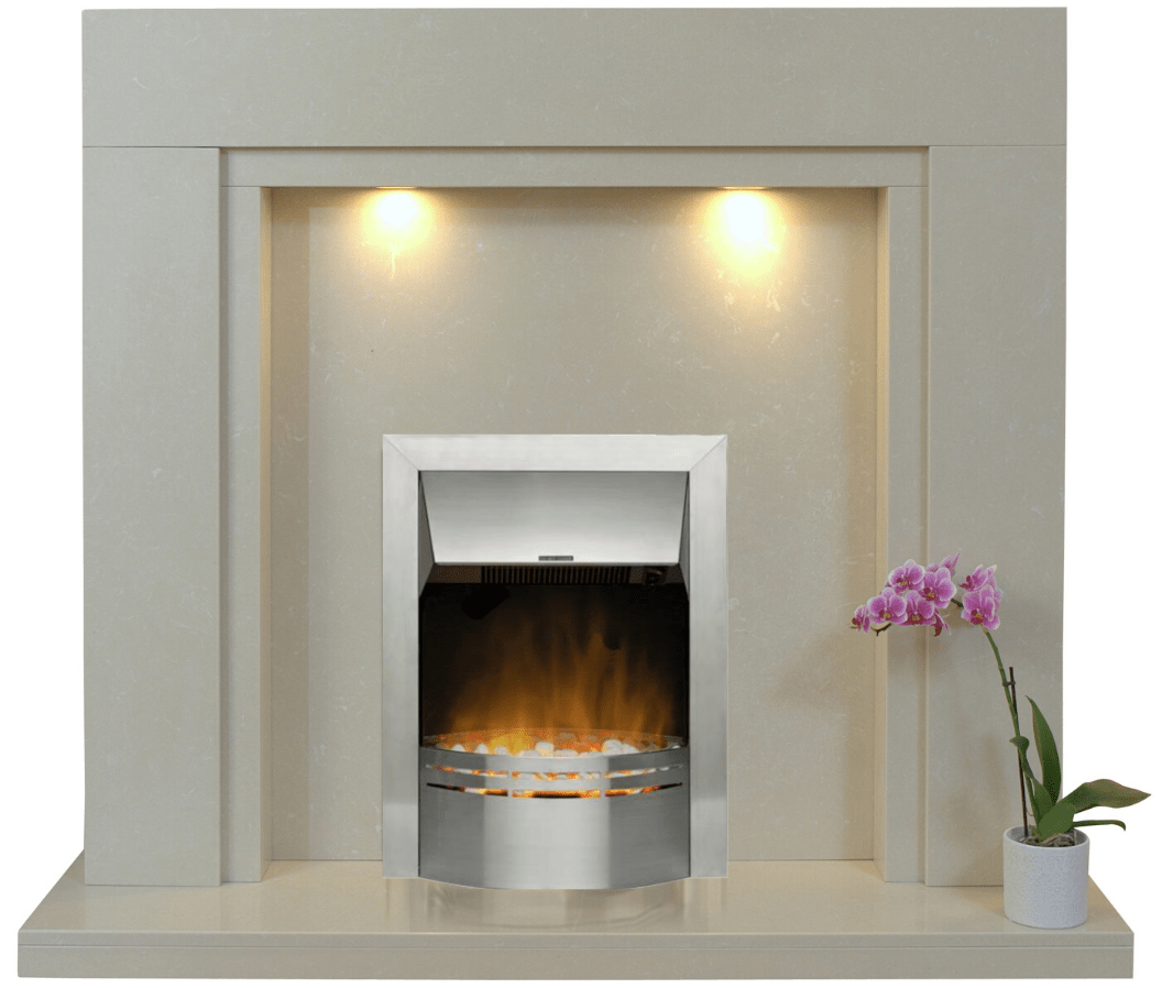 Electric Somerset Marble Fireplace with Silver Fire & Pebbles ...