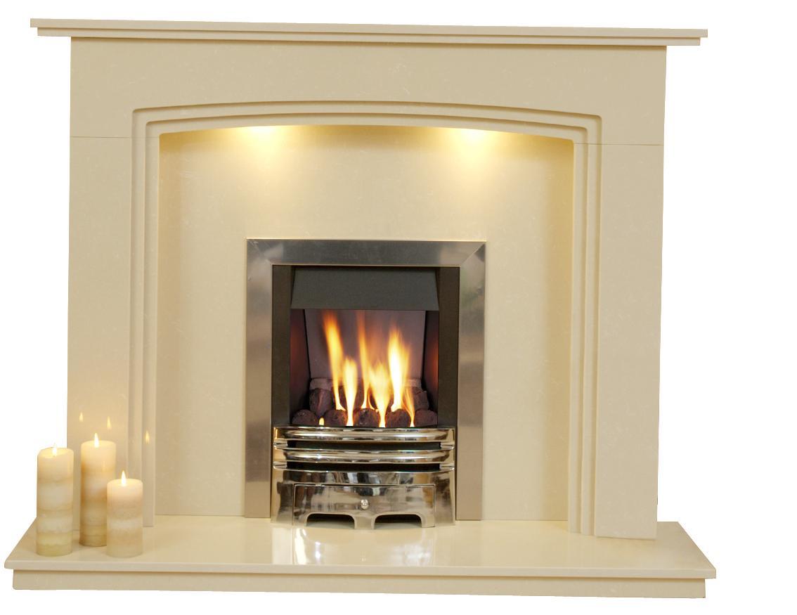 Marble Fireplace Ashbourne Surround with Lights & fire ...
