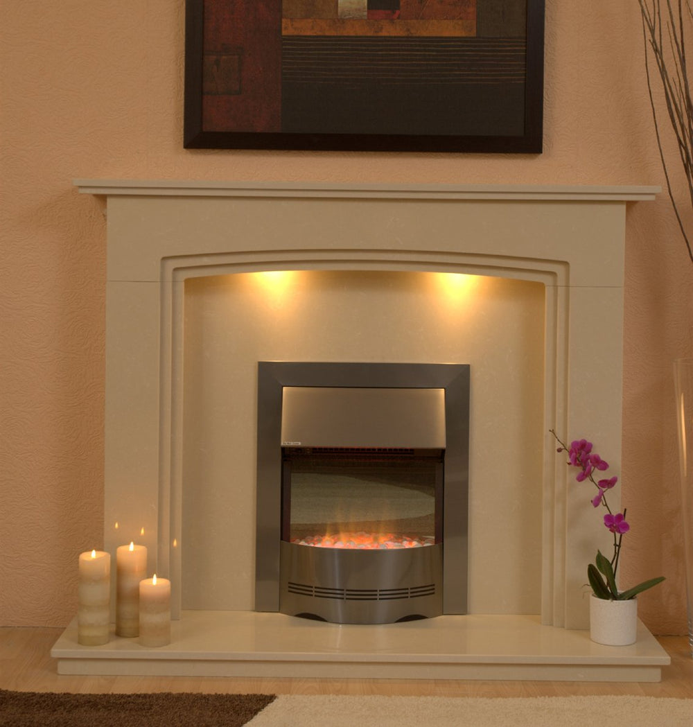 Marble Fireplace Ashbourne with Silver Electric Fire Suite ...