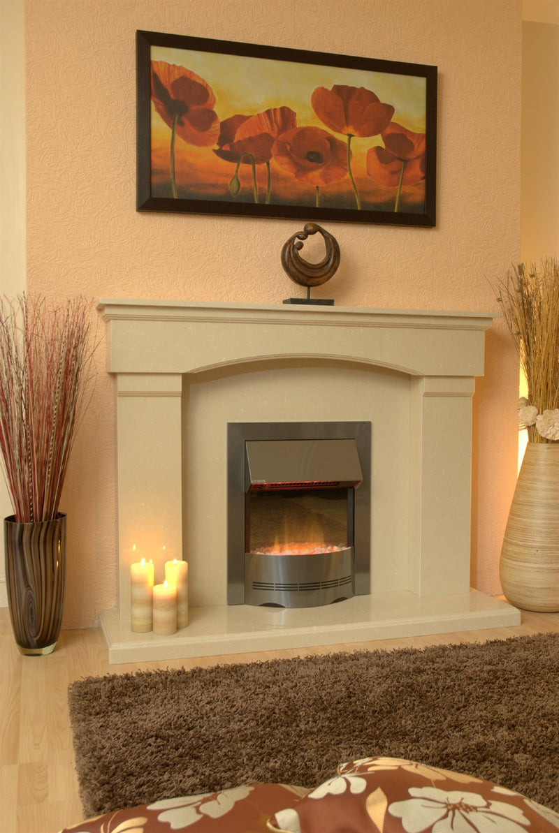 Natural Marble or Limestone Marble Fireplace Cambridge with Lights ...