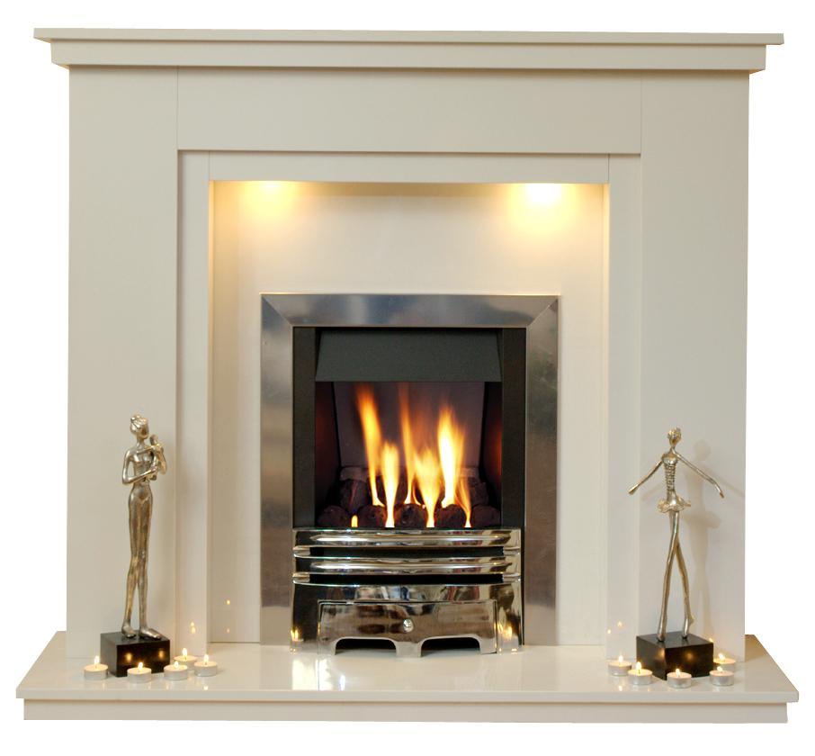 Natural Marble or Limestone Chesterfield Fireplace Hearth & Back Panel ...