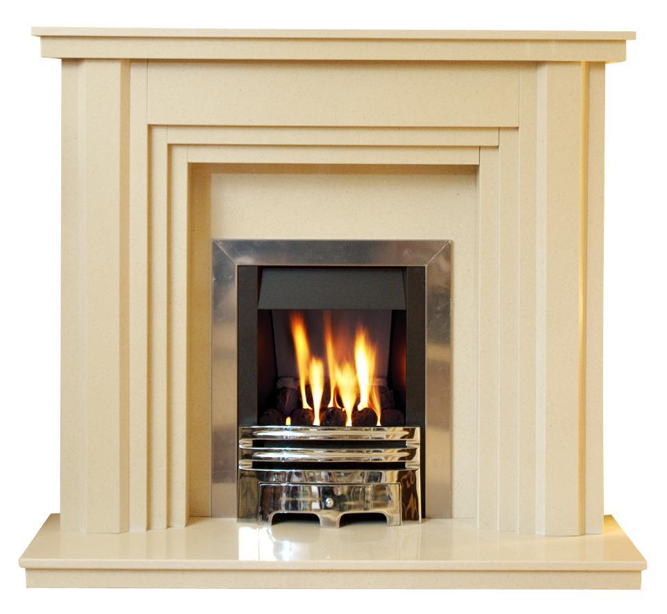 Marble Surround Conway Gas Fireplace with Chrome Gas Fire & Lights ...