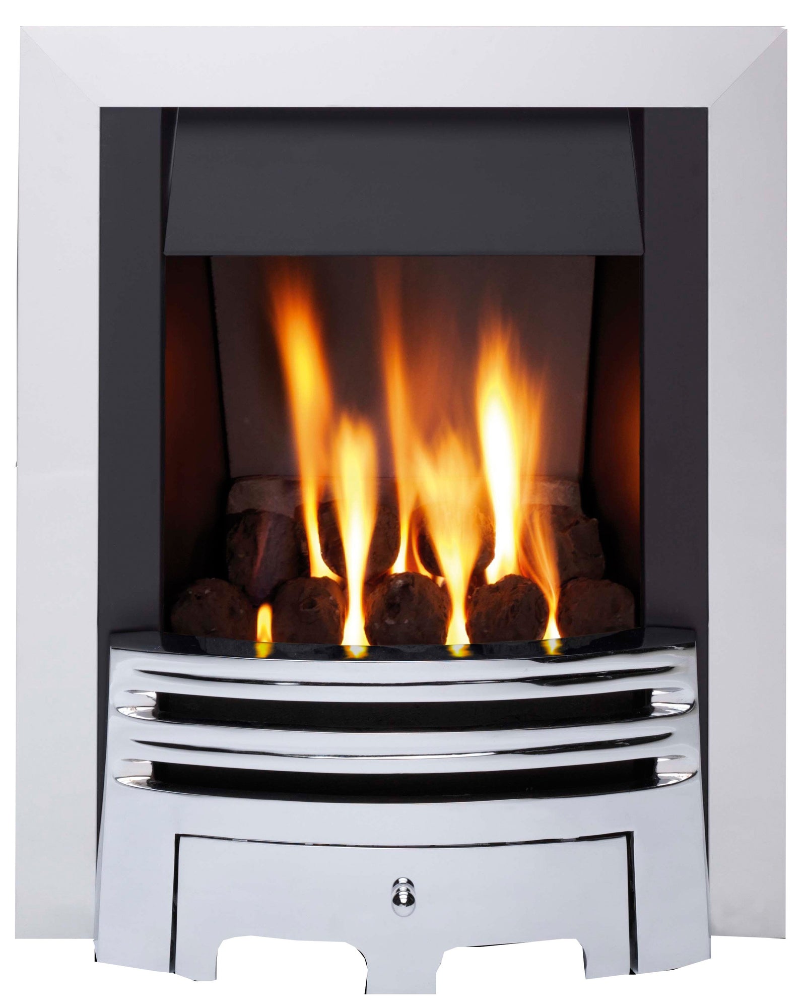 Electric Fire E6 Chrome with logs, crystals, pebbles, coal & Remote ...