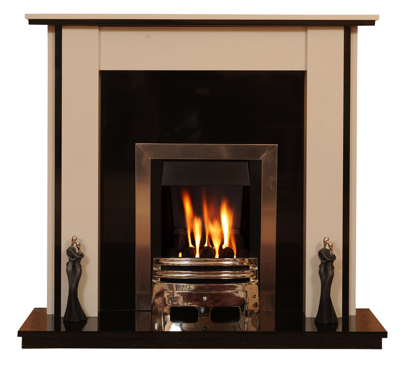 Marble Fireplace Lynford Surround with Black Granite Hearth & Panel ...