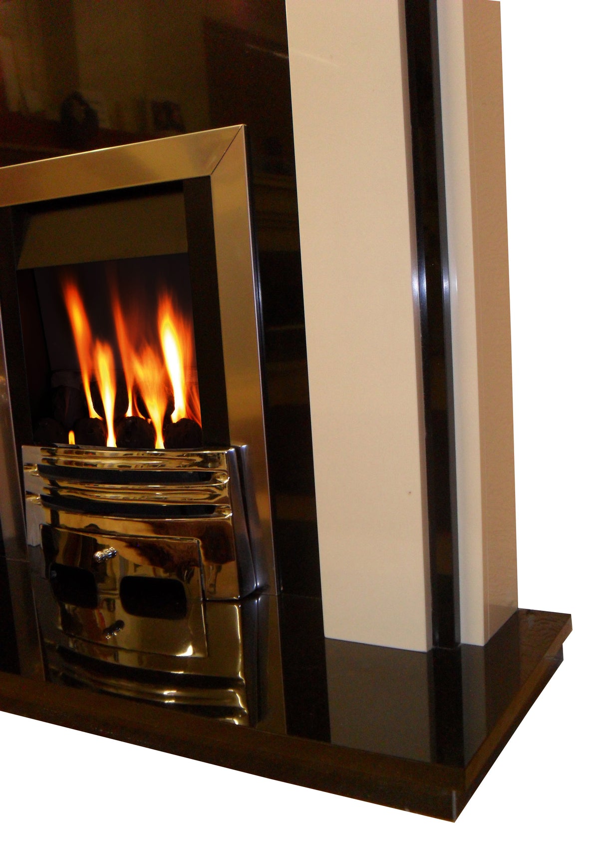 Marble Fireplace Lynford Surround with Black Granite Hearth & Panel ...