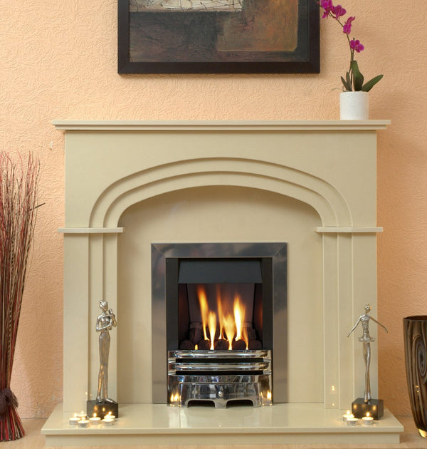 Natural Marble or Limestone Shelbourne Fireplace With Hearth & Panel ...
