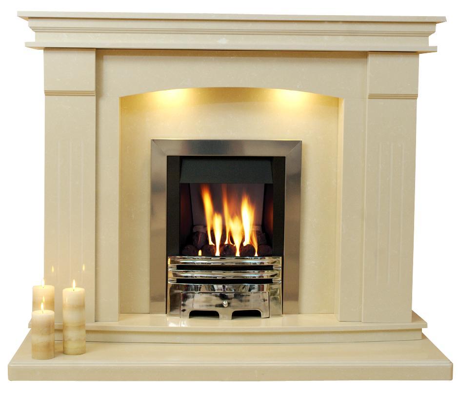 Natural Marble or Limestone Sheridan Fireplace Hearth & Back Panel ...