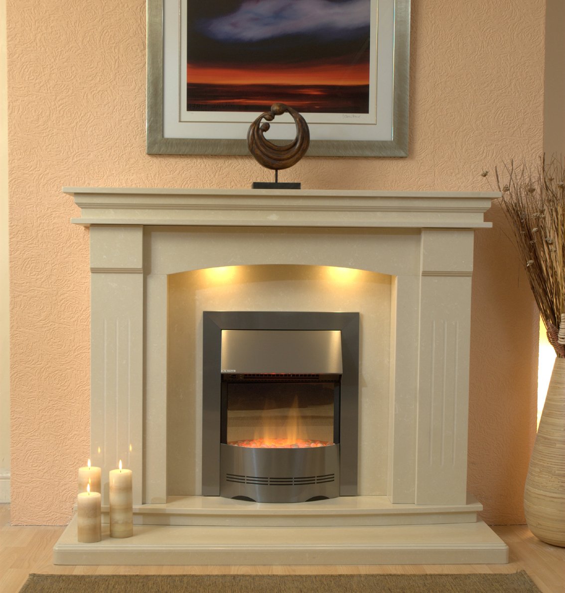 Marble Fireplace Sheridan Surround with double hearth & Grand Design ...